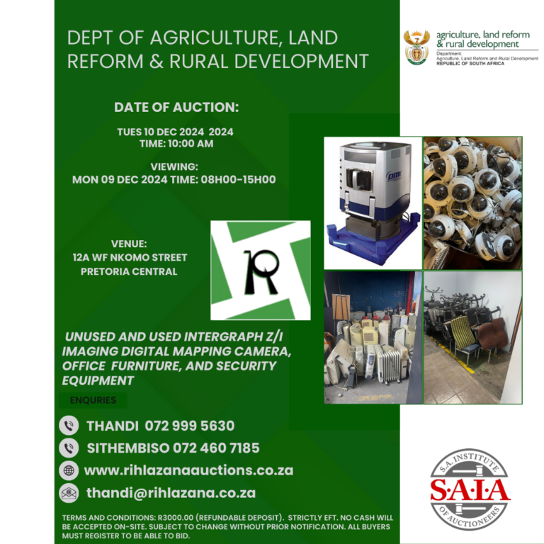 DEPT OF AGRICULTURE, LAND REFORM & RURAL DEVELOPMENT PRETORIA CENTRAL ...